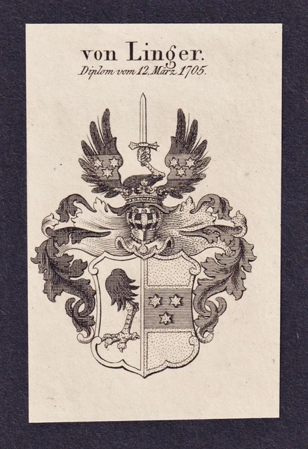 LINGER ARMOIRIES COAT Of Bras Héraldique Heraldry Genealogie EUR 15,18 ...