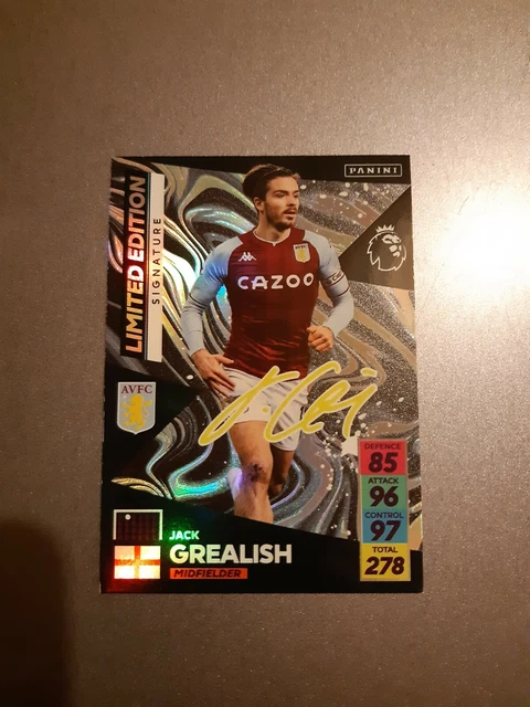 CARTE PANINI PREMIER League XL 2021/22 JACK GREALISH Signature édition ...