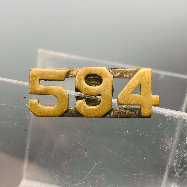 PRE WW2 US Army 594th Regimental Insignia Device Numbers Collar Screw pre-ww2-us-army-594th-regimental-insignia-device-numbers-collar-screw