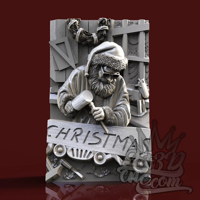 3D STL MODEL for CNC Router Santa Peeking around door Vectric Vcarve ...