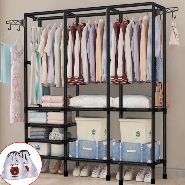 CLOTHES RAIL RACK Garment Hanging Stand Shoe Storage Shelf Open ...