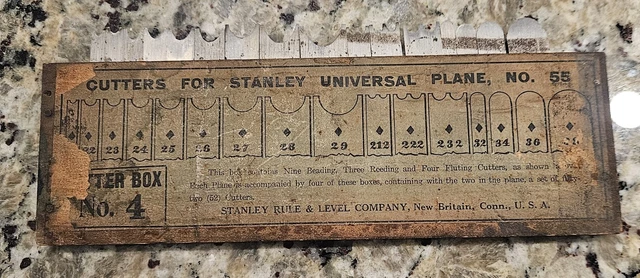 STANLEY RULE & Level Co pre 1920 Cutter Blades For Plane, No. 55 Box 4 ...