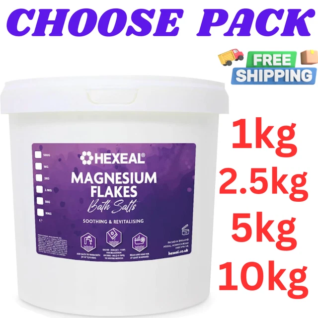 MAGNESIUM CHLORIDE FLAKES Bucket Bath Soaking Dead Sea Salts For Muscle ...
