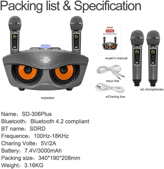 OMANA PORTABLE KARAOKE Machine 30W Wireless Bluetooth Dual Mic Party ...