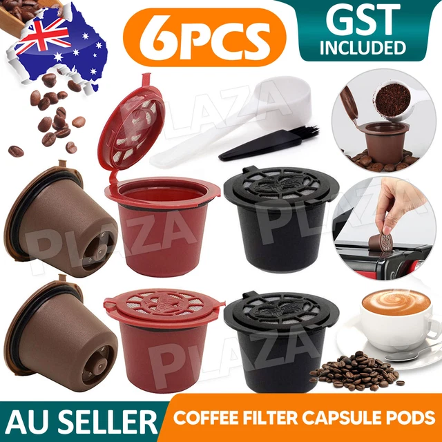 6X REFILLABLE REUSABLE Coffee Filter Capsule Pods For Nespresso Maker ...