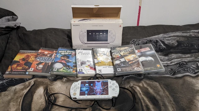 SONY PSP-1000 CERAMIC White Handheld System With Box And Games And ...