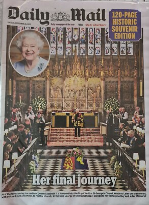 UK NEWSPAPER THE Daily Mail 20th September 2022 Queen Elizabeth II ...