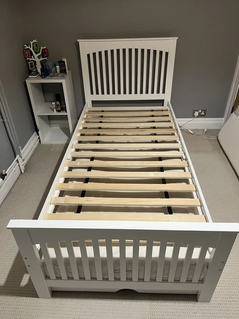 3FT SINGLE WOODEN bed With Pull Out Trundle - White £78.70 - PicClick UK