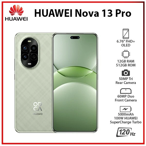 HUAWEI NOVA 13 Pro 12GB+512GB GREEN Dual SIM Unlocked Android Mobile ...