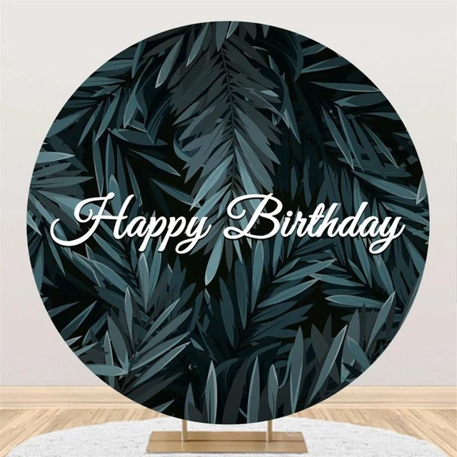 DARK GREEN LEAVES Round Happy Birthday Party Backdrop $36.00 - PicClick AU