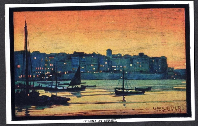ARTIST SIGNED KENNETH SHOESMITH POSTCARD ROYAL MAIL LINE CORUNA SPAIN ...