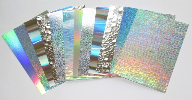 KANBAN 18 X Silver Holographic Mirri Mats Craft Mirror Card £2.79 ...