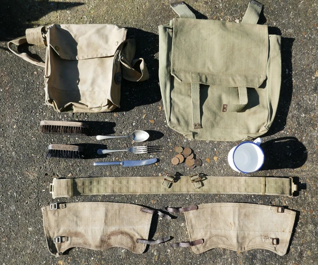 LOT SECOND WORLD War WW2 British Army soldier's personal kit 37 webbing ...