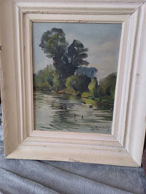 TABLEAU ANCIEN SIGNE J ; RONSIN DE 1946 L YONNE A COURLON VOIR PHOTO ...