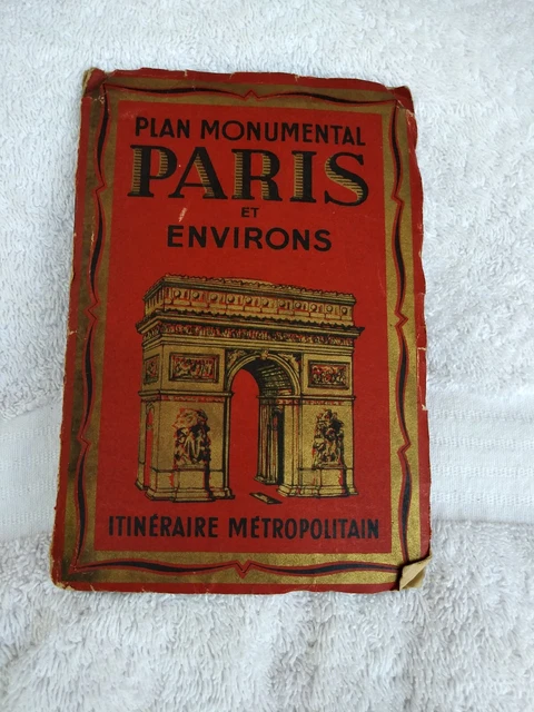 MAP OF PARIS Vintage Plan Monumental Paris Versailles Folding Map ...