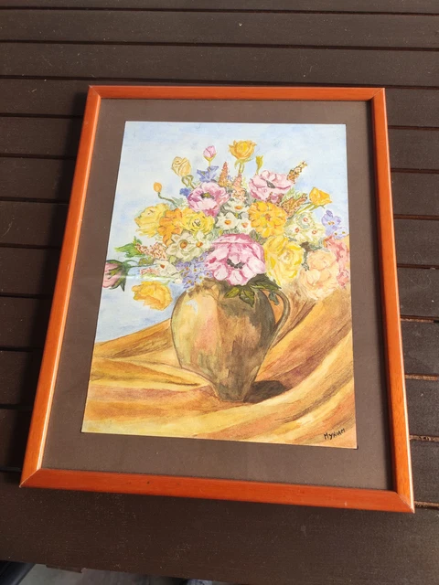 ANCIEN TABLEAU AQUARELLE signé myriam nature morte EUR 10,00 - PicClick FR