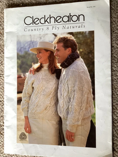VINTAGE CLECKHEATON KNITTING Pattern Book 418 Country Naturals 8 Ply $6 ...