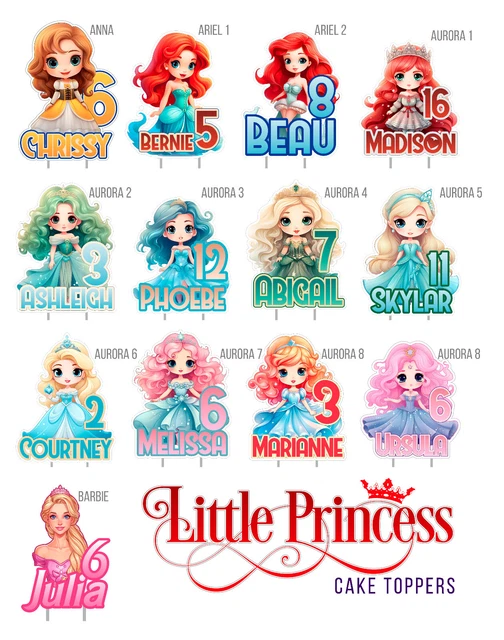 PRINCESS GIRLS CAKE Topper ELSA POCAHONTAS MOANA BARBIE KIDO AURORA ...