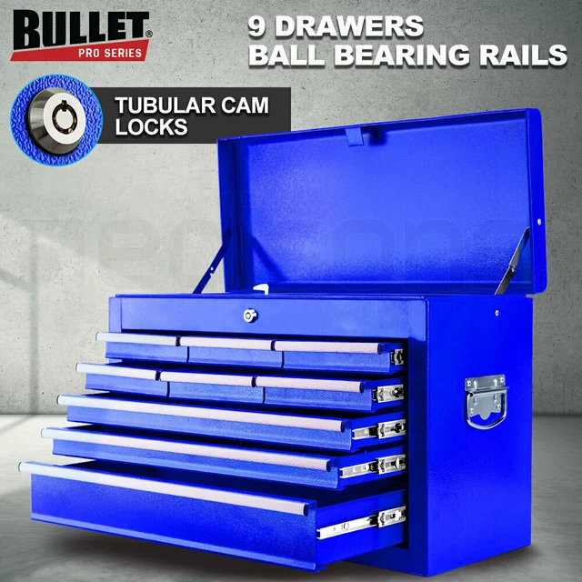 BULLET 9 DRAWER Tool Box Chest Mechanic Organiser Garage Storage ...