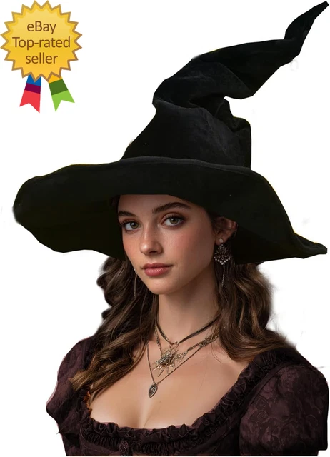 BLACK WITCH HAT Halloween 24 Inch Wicked Witches Hats for Women Witches ...