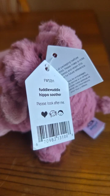 JELLYCAT FUDDLEWUDDLE HIPPO Soother Comforter Baby Blanket. BNWT ...