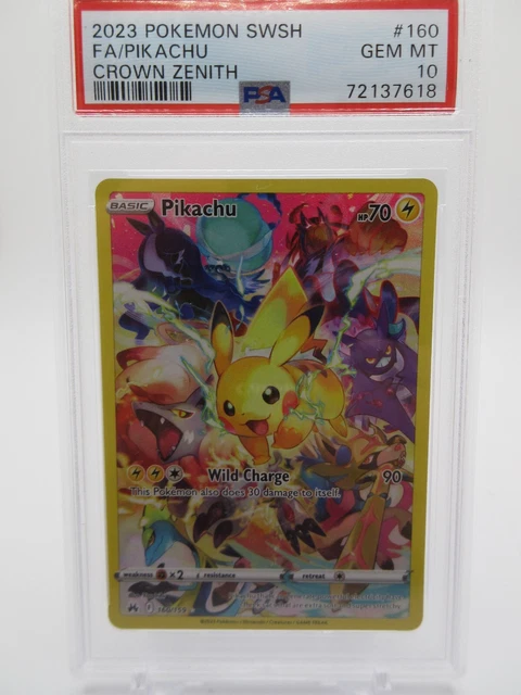 PSA 10 GEM MINT Pokemon Pikachu Full Art Crown Zenith #160 2023 $91.98 ...