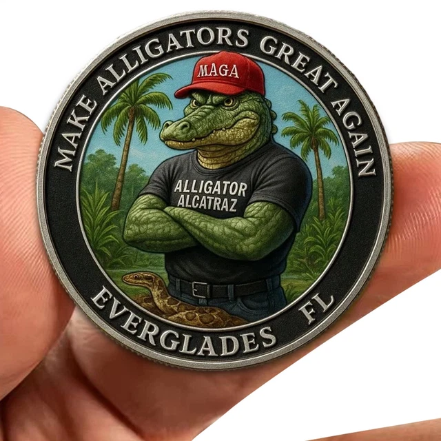 ALLIGATOR ALCATRAZ HUMOR Collectible Coin, 2025 Florida Everglades ...