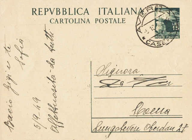 CARTOLINA POSTALE REPUBBLICA Italiana Lire 15 Democratica - CP141 VG ...