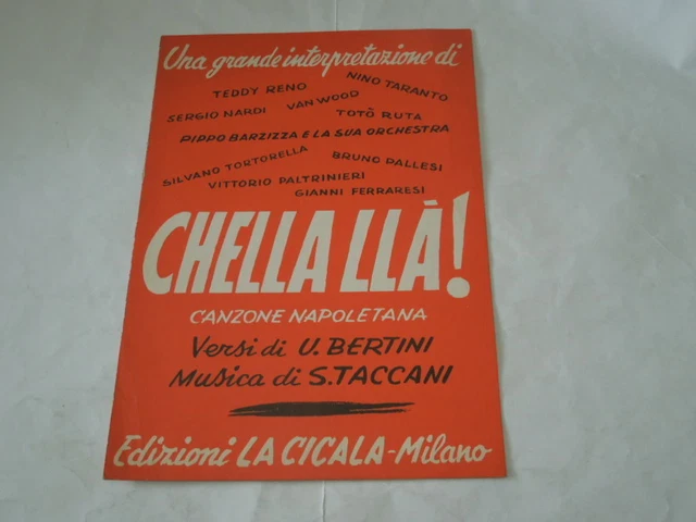 SPARTITO MUSICALE DEL 1956"Chella Lla'"-Canzone Napoletana-Edizioni ...