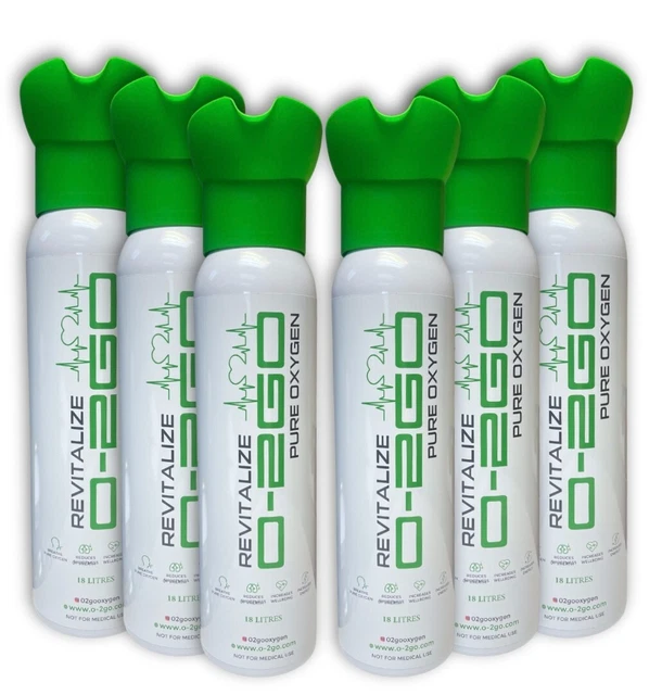 6 X O2GO 18 L 99.5% Pure Oxygen Cannister With Integrated Face Mask O2 ...