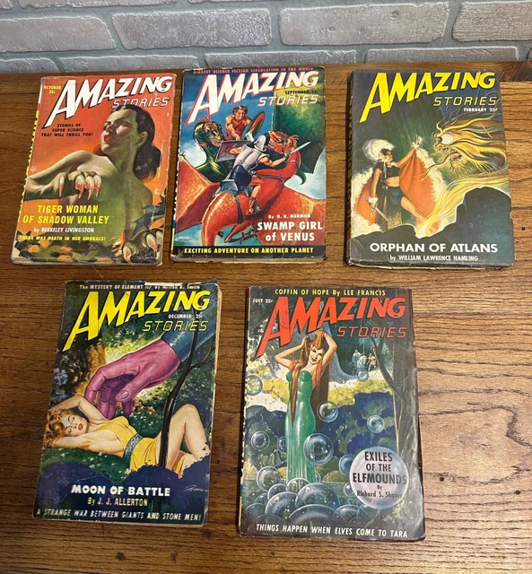 VINTAGE 1940S SCI-FI Science Pulp Fiction Magazines Amazing Stories Lot ...