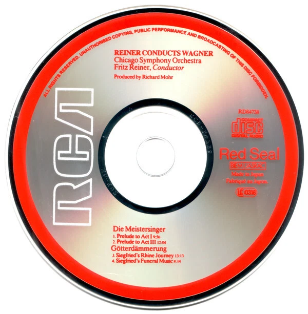 FRITZ REINER CONDUCTS Richard Wagner Chicago Symphony Orchestra Die ...