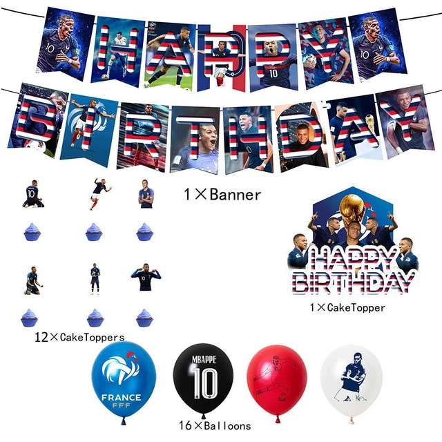 30 STÜCK KYLIAN Mbappé Partyzubehör zum Thema: Luftballons Banner ...
