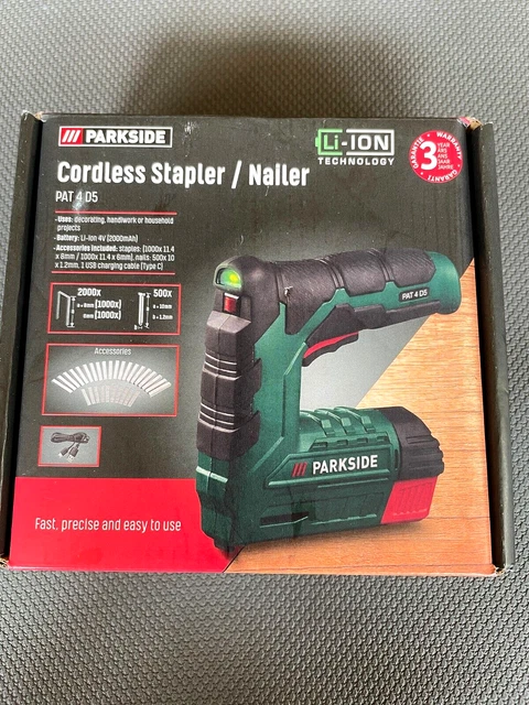 PARKSIDE PAT4 D5 4v Cordless Stapler Nailer Li-Ion With Accessories ...