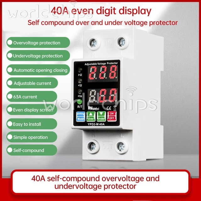 220V DUAL DISPLAY Adjustable Over Voltage/Current Protective Relay ...