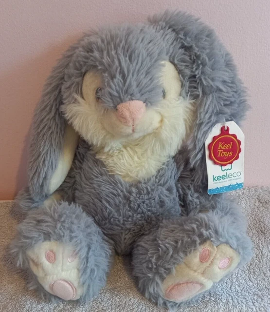 KEELECO KEEL PATCHFOOT Grey Rabbit Bunny Soft Toy Easter Plush £12.99 - PicClick UK