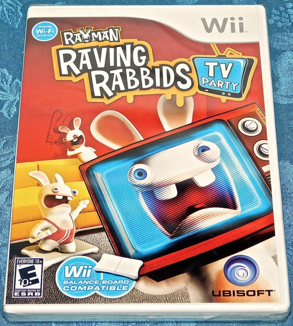 RAYMAN RAVING RABBIDS TV Party Nintendo Wii SYSTEM GAME SEALED NEW NES ...