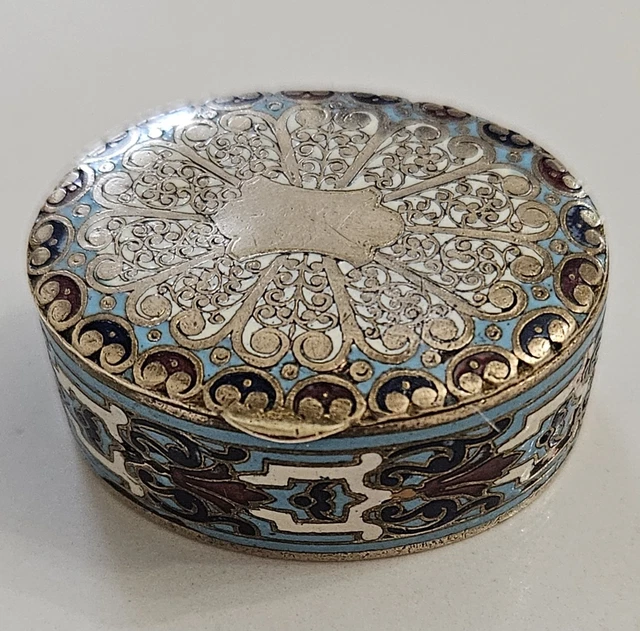 POUDRIER, BOITE À poudre en émaux cloisonnés Napoléon III. 19 ème EUR ...