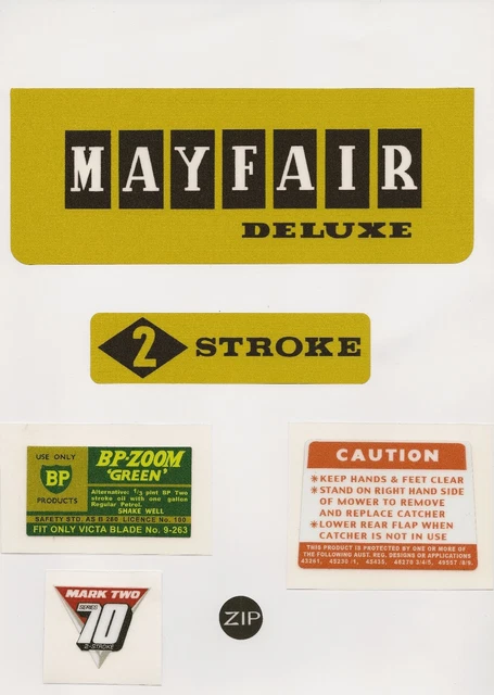 VICTA 1960S MAYFAIR DeLuxe Black Vintage Mower Repro Decals $17.50 ...