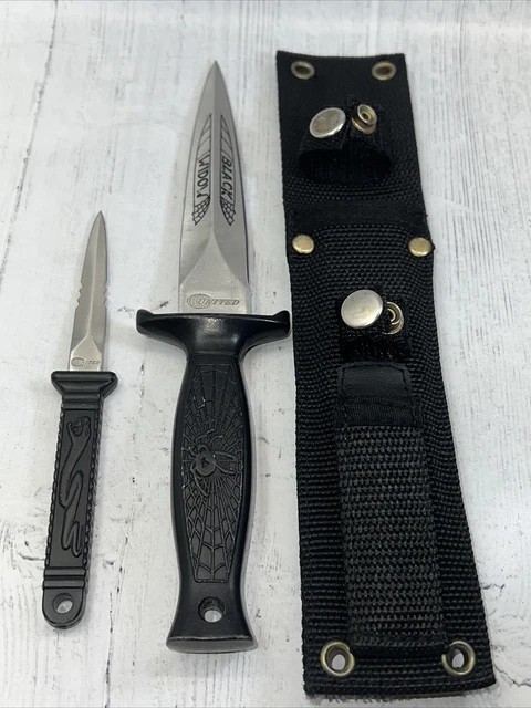 VTG. UNITED CUTLERY UC204 Black Widow Boot Knife Dagger Set w/ Original ...