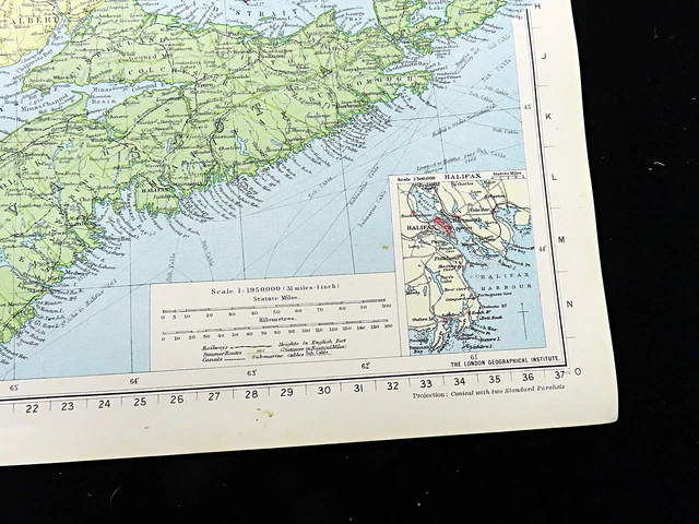 1945 WW2 MAP of Canada Maritime Provinces New Brunswick World War 2 ...