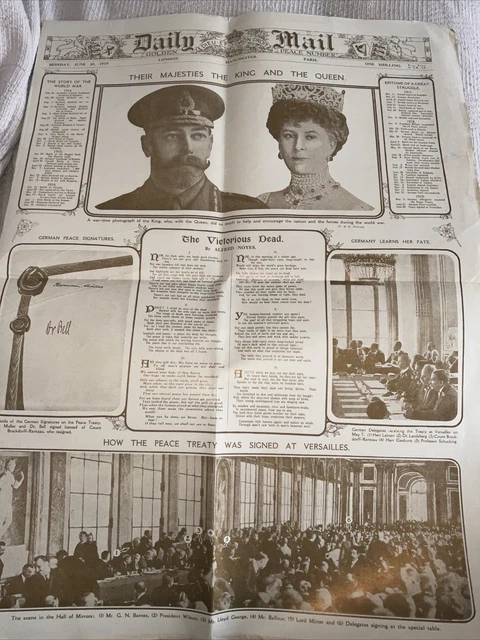 WW1 ORIGINAL 1919 June 30 Daily Mail Golden Peace Number Newspaper £3. ...