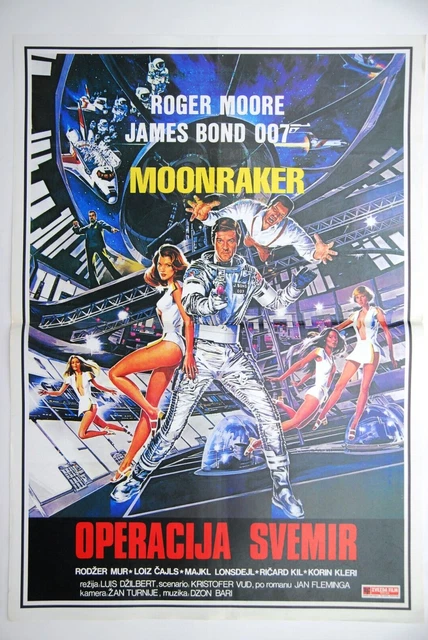 007 James Bond Moonraker Roger Moore 1979 Rare Affiche De Film Exyu Eur