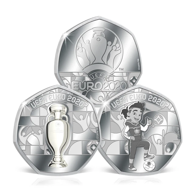 UEFA EURO 2020 Football Championship 3 Coin Collection - Trophy Emblem ...