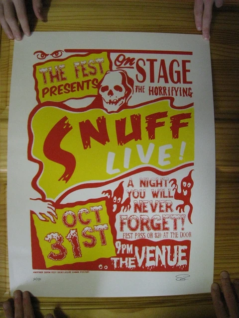 SNUFF POSTER SERIGRAFIA Firmata Numerata Ottobre 31 Il Fest EUR 140,45 ...