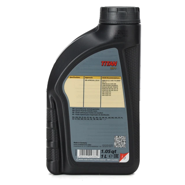 1L 1 LITER FUCHS TITAN TCF 1 Verteilergetriebeöl MB 239.41 BMW DTF1 ...