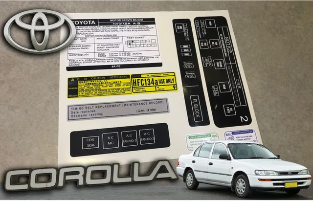 TOYOTA COROLLA AE101 Decal Set Stickers For All Models Engines Best ...
