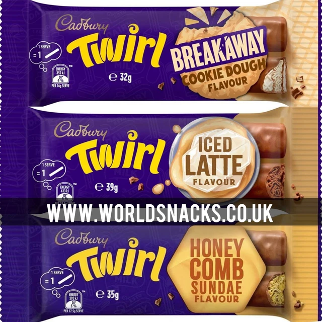 CADBURYS TWIRL BUNDLE X3 Aussie Import Cookie Dough Honeycomb Iced ...