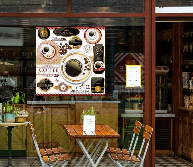 3D COFFEE SHOP Tea O2030 Window Stickers Vinyl Wallpaper Wall Murals ...