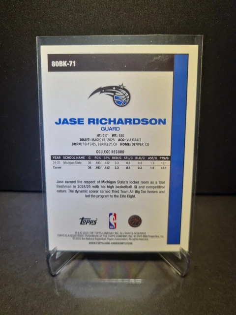 JASE RICHARDSON 2025 Topps Flagship 45Th Anniversary Orlando Magic ...